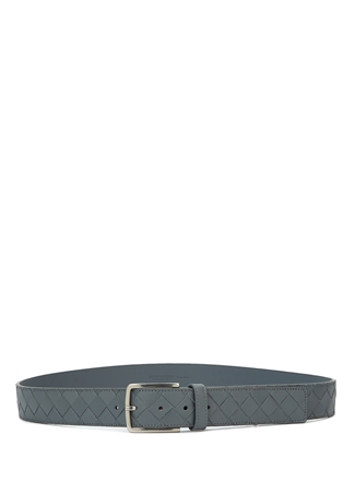 Bottega Veneta Erkek Gri Örgü Dokulu Deri Kemer 05 EU