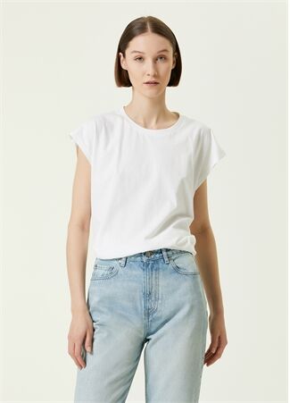 Ganni Kadın Beyaz Logo Baskılı Organik Pamuk T-shirt S EU