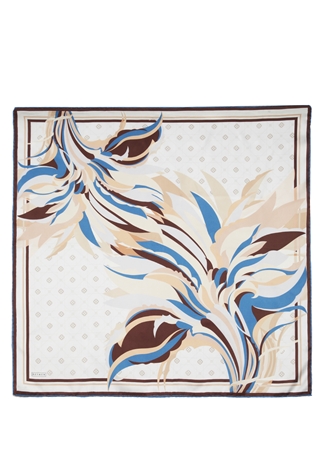 Beymen Kadın Beyaz Mavi Çiçek Desenli 90x90 İpek Eşarp EU Beymen Kadın Beyaz Mavi Çiçek Desenli 90x90 İpek Eşarp EU