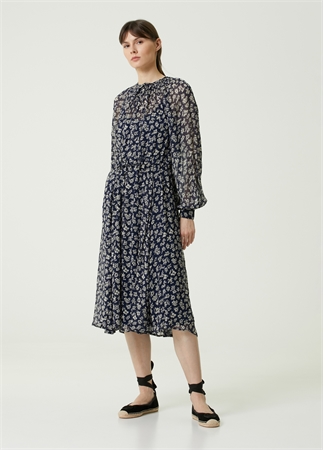 Polo Ralph Lauren Kadın Lacivert Çiçekli Midi Elbise 8 US