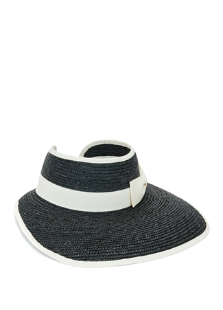 Helene Berman London Kadın Siyah Krem Fiyonk Detaylı Hasır Şapka Eu