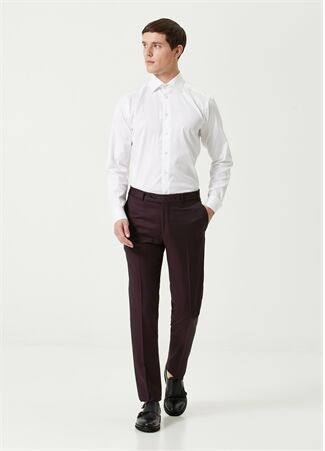 Pal Zileri Erkek Bordo Boru Paça Yün Pantolon 50 IT