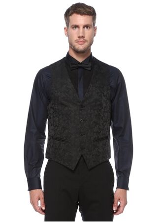 Palzileri Lab Erkek Siyah V Yaka Kamuflaj Desenli Yelek 46 IT