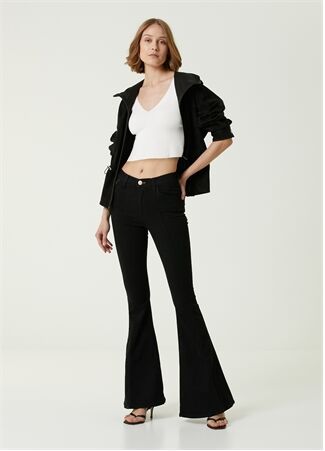 3x Kadın Siyah Bol Paça Jean Pantolon 27 US