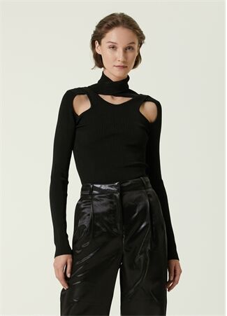 Coperni Kadın Siyah Dik Yaka Kesim Detaylı Triko S EU