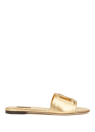 Dolce&Gabbana Kadın Gold Logolu Deri Terlik Altın Rengi 36 EU Dolce&Gabbana Kadın Gold Logolu Deri Terlik Altın Rengi 36 EU