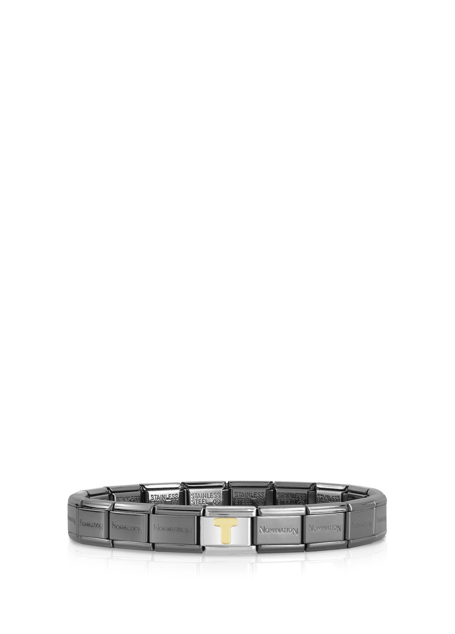 Nomination Italy T harfi Erkek İtalyan Charm Kurşun Gri 18 Ayar Altın T ...