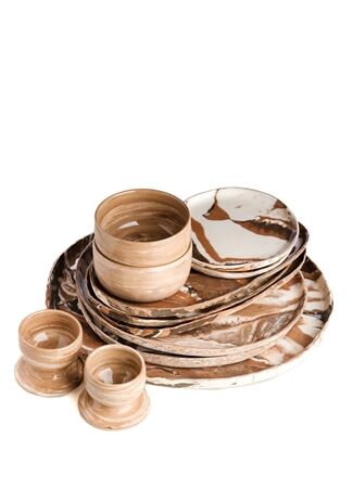 Joyso Wave 12 Parça Seramik Kahvaltı Seti Bej