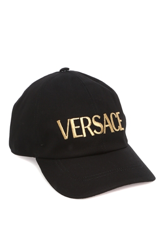 Versace Kadın Siyah Logo Nakışlı Şapka 59 EU