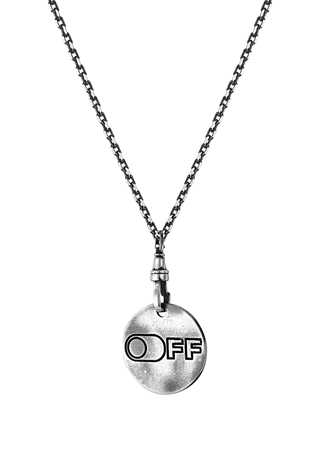 Kayra Khan Erkek On Off Double Sided Gümüş Rengi Kolye Gri EU