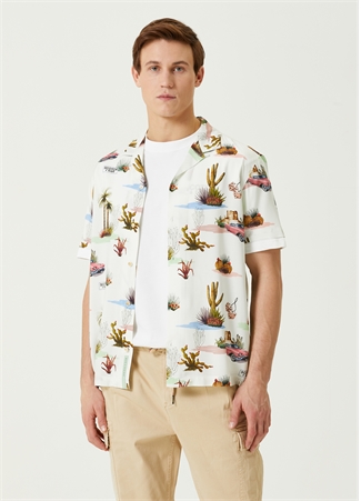 Scotch & Soda Erkek Beyaz Desenli Apaç Yaka Gömlek S EU Scotch & Soda Erkek Beyaz Desenli Apaç Yaka Gömlek S EU
