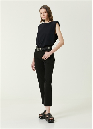 Frame Denim Kadın Le High Straight Siyah Jean Pantolon 23 Us