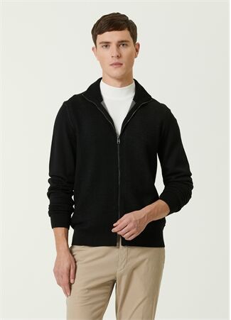 Boss Erkek Siyah Dokulu Yün Triko Hırka M EU