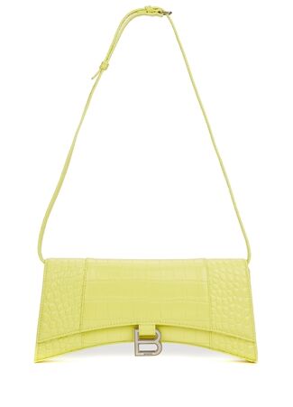 Balenciaga Kadın Downtown Sarı Deri Omuz Çantası EU