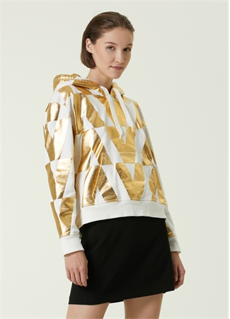 Valentino Kadın Gold Kapüşonlu Logo Baskılı Sweatshirt Altın Rengi XS EU Valentino Kadın Gold Kapüşonlu Logo Baskılı Sweatshirt Altın Rengi XS EU