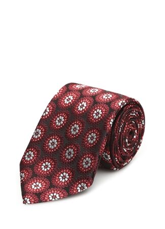 Zegna Erkek Kırmızı Çiçek Desenli İpek Kravat EU