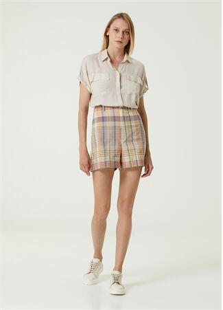 Polo Ralph Lauren Kadın Yüksek Bel Ekoseli Şort Mavi 2 US Polo Ralph Lauren Kadın Yüksek Bel Ekoseli Şort Mavi 2 US