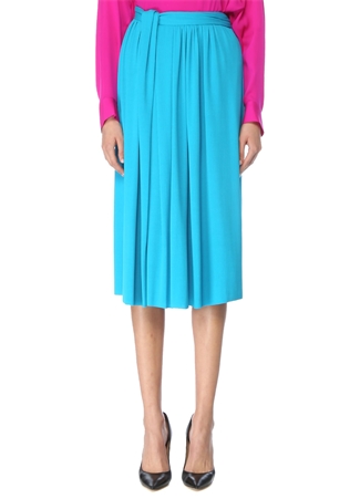 Balenciaga Kadın Turkuaz Pilili Drapeli Midi Etek Mavi 36 IT Balenciaga Kadın Turkuaz Pilili Drapeli Midi Etek Mavi 36 IT
