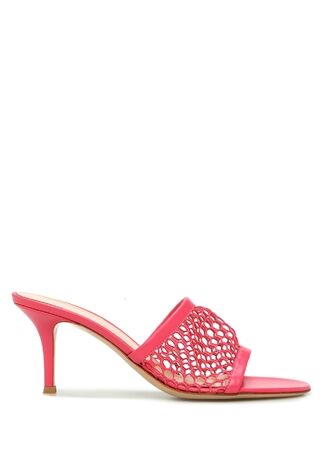 Gianvito Rossi Kadın Jamaika Kırmızı File Bantlı Deri Terlik 36 EU