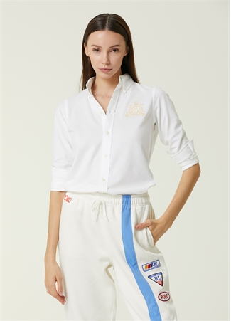 Polo Ralph Lauren Kadın Slim Fit Beyaz Oxford Gömlek L EU