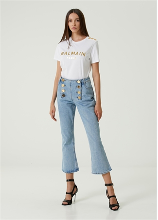 Balmain Kadın Mavi Düğme Detaylı Jean Pantolon 36 FR Balmain Kadın Mavi Düğme Detaylı Jean Pantolon 36 FR