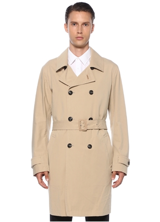 Pal Zileri Erkek Bej Kelebek Yaka Beli Kuşaklı Palto 50 IT