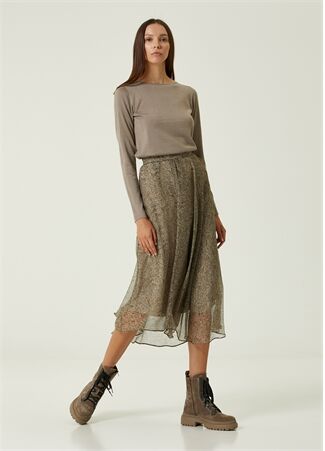 Brunello Cucinelli Kadın Vizon Kayık Yaka Kaşmir Kazak Bej L EU