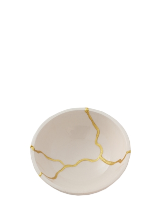 Maya Handcrafts Kintsugi Large Beyaz Çini Kase Maya Handcrafts Kintsugi Large Beyaz Çini Kase