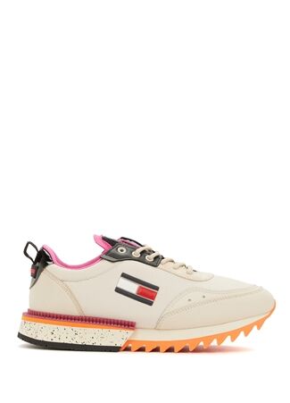 Tommy Hilfiger Kadın Bej Logolu Sneaker Gri 36 EU