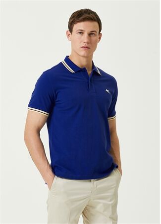 Etro Erkek Mavi Polo Yaka Şeritli T-shirt S EU
