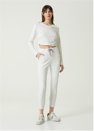 Bassigue Kadın Beyaz Dar Paça Eşofman Altı L EU