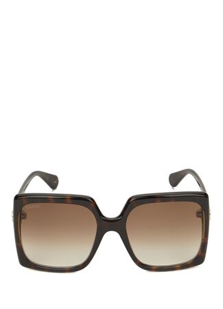 Gucci Kadın Kahverengi Kare Formlu Güneş Gözlüğü 60 EU