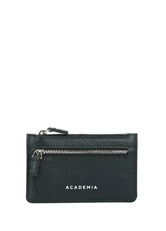 Academia Erkek Siyah Logolu Deri Kartlık EU