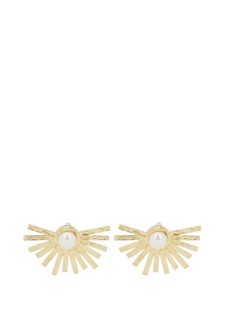 Beymen Club Kadın Yelpaze Formlu İnci Gövdeli Küpe Altın Rengi EU Beymen Club Kadın Yelpaze Formlu İnci Gövdeli Küpe Altın Rengi EU