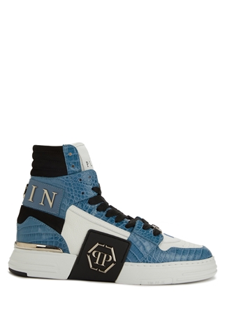 Philipp Plein Erkek Mavi Krokodil Dokulu Deri Sneaker 42 EU Philipp Plein Erkek Mavi Krokodil Dokulu Deri Sneaker 42 EU