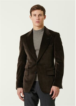 Tom Ford Erkek Kahverengi Kadife Ceket 50 IT