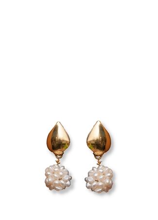 Linya Jewellery Kadın Bonitra Kum İncili Gümüş Rengi Küpe Altın EU