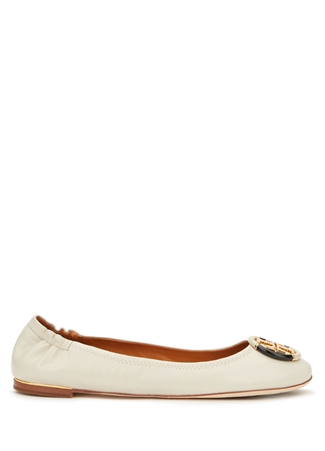 Tory Burch Kadın Multi Logo Beyaz Deri Babet 6 US Tory Burch Kadın Multi Logo Beyaz Deri Babet 6 US