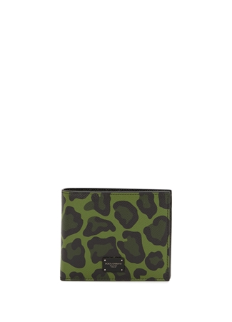 Dolce&Gabbana Erkek Haki Siyah Leopar Desenli Deri Cüzdan Yeşil EU Dolce&Gabbana Erkek Haki Siyah Leopar Desenli Deri Cüzdan Yeşil EU