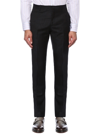 Etro Erkek Lacivert Normal Bel Etnik Desenli Yün Pantolon 54 IT