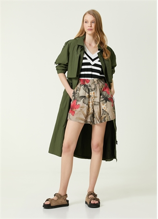 Beymen Club Kadın Haki Hawaii Desenli Mini Keten Şort 42 Beymen Club Kadın Haki Hawaii Desenli Mini Keten Şort 42