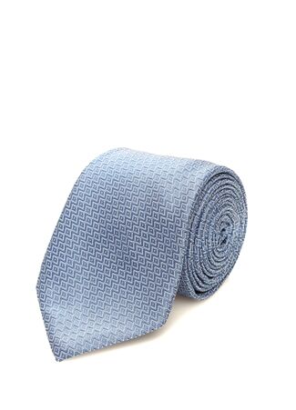 Pal Zileri Erkek Mavi Mikro Geometrik Desenli İpek Kravat EU
