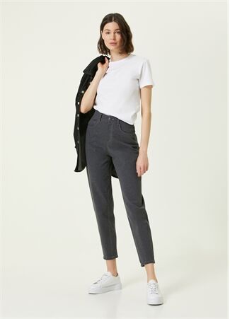 Brunello Cucinelli Kadın Koyu Gri Yüksek Bel Pantolon 36 It