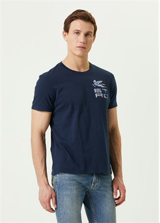 Etro Erkek Lacivert Bisiklet Yaka Logolu T-shirt M EU Etro Erkek Lacivert Bisiklet Yaka Logolu T-shirt M EU