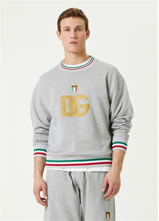 Dolce&Gabbana Erkek Gri Logolu Şerit Detaylı Sweatshirt 44 IT Dolce&Gabbana Erkek Gri Logolu Şerit Detaylı Sweatshirt 44 IT