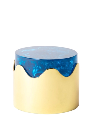 Jonathan Adler Acrylic Ripple Large Gold Mavi Dekoratif Kutu