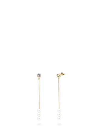 Lulu Jewelery Kadın Zirkon Taşlı İnci Detaylı Gümüş Rengi Küpe Altın EU Lulu Jewelery Kadın Zirkon Taşlı İnci Detaylı Gümüş Rengi Küpe Altın EU