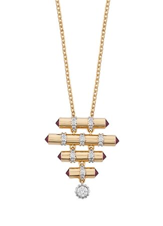Baguette Kadın Vini Pırlantalı Altın Rengi Kolye Pembe EU