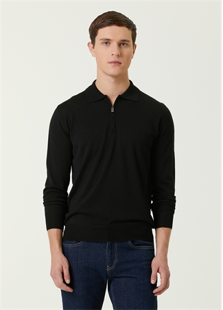 Canali Erkek Siyah Polo Yaka Yün Kazak 54 IT Canali Erkek Siyah Polo Yaka Yün Kazak 54 IT