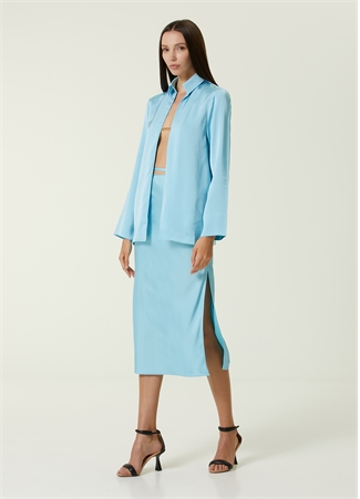 Jacquemus Kadın Mavi Bant Detaylı Midi Etek 38 FR